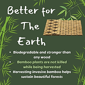 Lotus Creative's Bamboo Bath and Shower Mat Perfect for Bathroom, Bathtub, Kitchen, and Sauna – Quick Dry – Boho Bathroom Accessories, Bathmat Decor