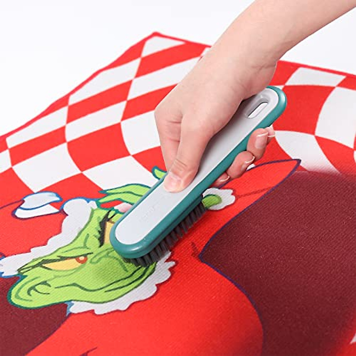 Christmas 3D Illusion Doormat Indoor Outdoor Non- Slip Floor Mat with 3D Green Monster 3D Visual Illusion Fluffy Carpet for Front Door, Bathroom,Bedroom, Home Party. (Red+White, 16x32in)