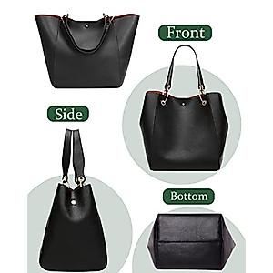 ALIDIA Tote Handbags for Women Large Capacity Bags Waterproof Faux Leather Crossbody Travel Purse Work Satchel Shoulder Bags,Black