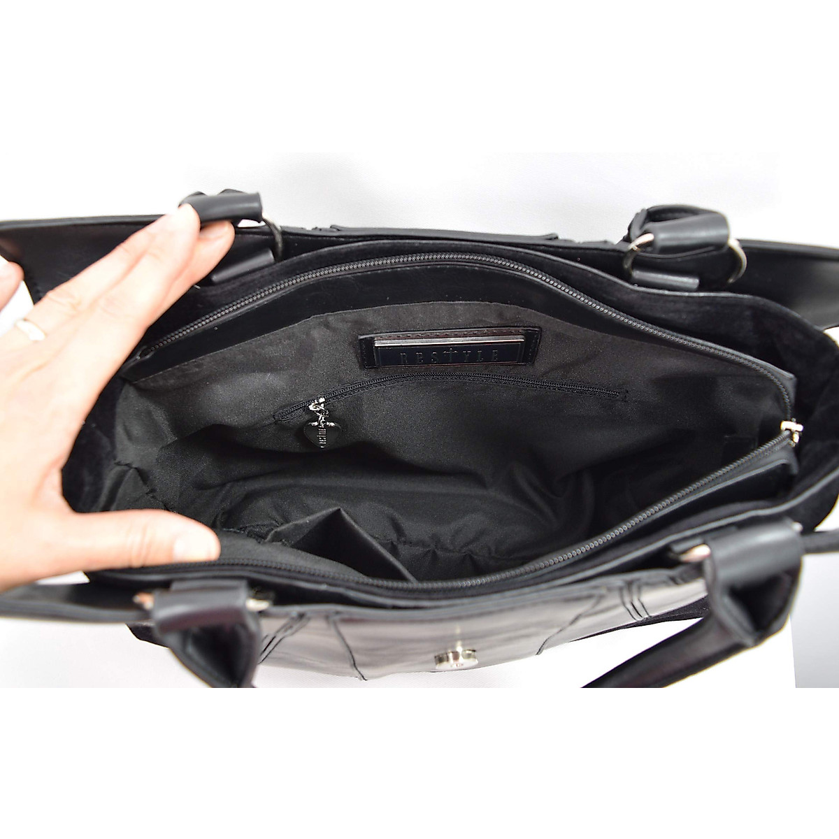 Restyle Night Creature Bat wings & Pentagram Black Velvet Gothic Handbag