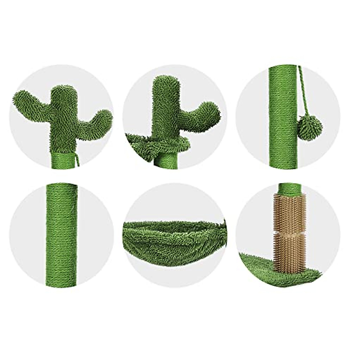 Dreamsoule Cactus Cat Tree, Large Cat Trees with Hammock 35 inch High Cat Scratching Post and Back Scratcher, Cactus Cat Scratcher with Interactive Dangling Ball, Climbing Stand for Indoor Kittens