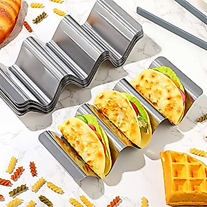 10 Pieces Taco Holders Stainless Steel Taco Stand Taco Tray Taco Shell Holder Rack, Holds Up to 3 Tacos, Keeping Shells Upright, Safe for Oven, Baking, Dishwasher and Grill