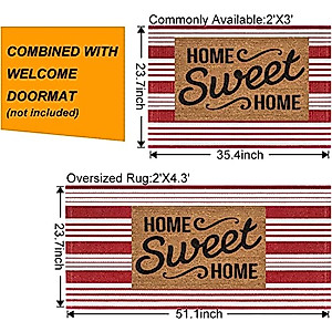Red and White Striped Outdoor Rug 24'' x 35'' Door Mat Outdoor Machine Washable Welcome Mats Cotton Hand-Woven Entryway Rug for Front Porch/Entryway/Laundry/Bathroom/Bedroom