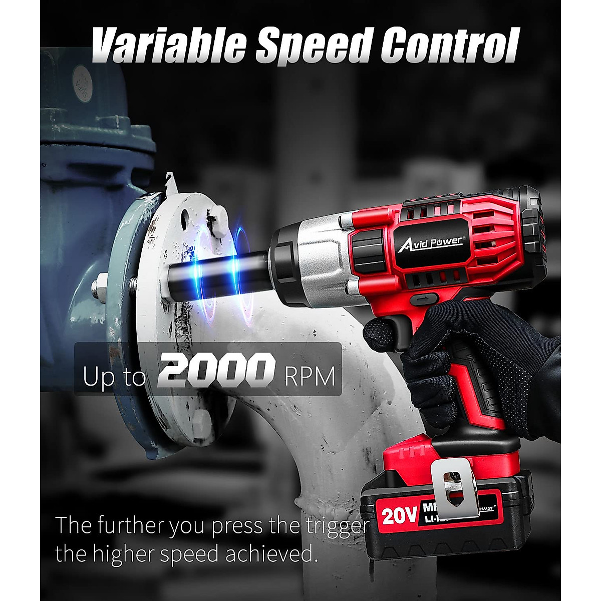 AVID POWER Cordless Impact Wrench Bundle with 18PCS Impact Sockets Set