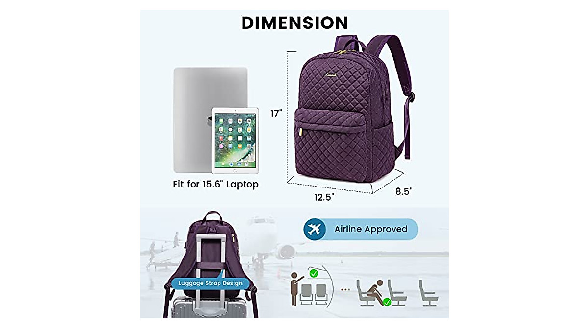 LOVEVOOK Quilted Travel Laptop Backpack for Women