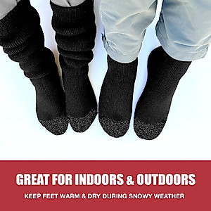 35° Below Thermal Insulated Socks for Men and Women, Designed with Soft Aluminized Loops to Keep Feet Warm and Cozy, One Pair, Large, Black/Silver