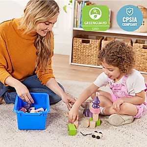 ECR4Kids Scoop Front Storage Bins, Multipurpose Organization, Blue, 10-Piece