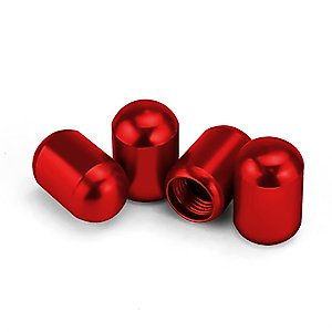 JUSTTOP 4PCS Car Tire Valve Stem Caps, Air Caps Cover, Universal for Cars, SUVs, Bike, Trucks and Motorcycles, Car Wheel & Tire Exterior Accessories-Red