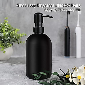 GMISUN Black Bathroom Accessories Set, Matte Black Bathroom Accessory Set, Bathroom Soap Dispenser and Toothbrush Holder Set, Qtip Holder, Modern Bathroom Decor Sets, Glass Bath Accessories Sets