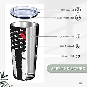 VKKOEWL American Flag Volleyball Sports Stainless Steel Insulated Tumbler 20 Oz Travel Water Bottle Coffee Mug Drink Cup With Lid Straw