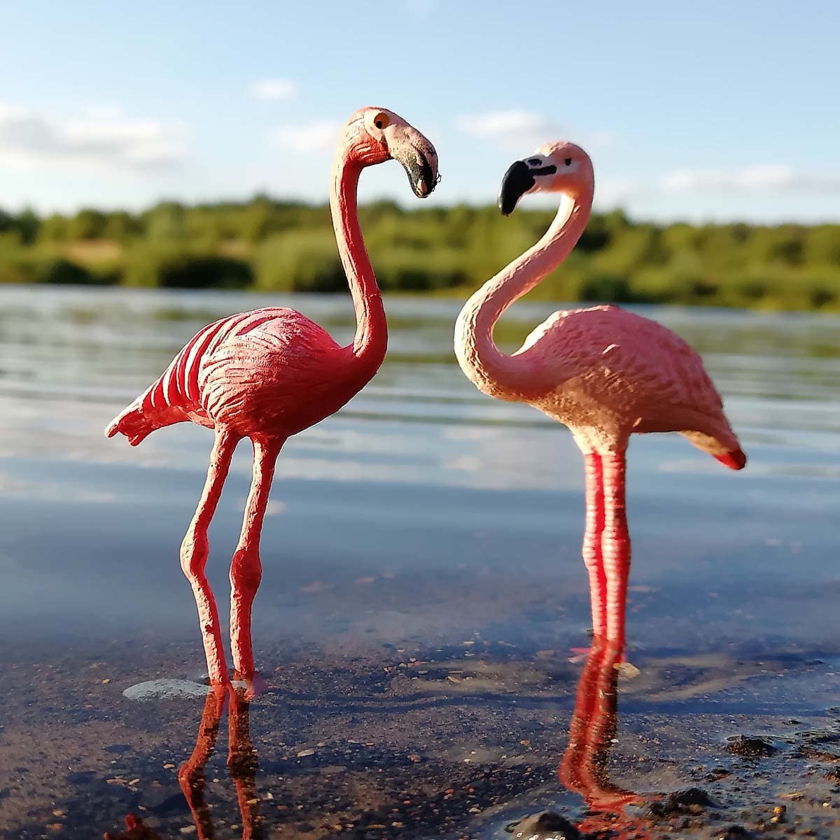 COYKA – Zoo Animals – Toy Flamingo – Animals Action Figures - Red Pink - 2 pcs