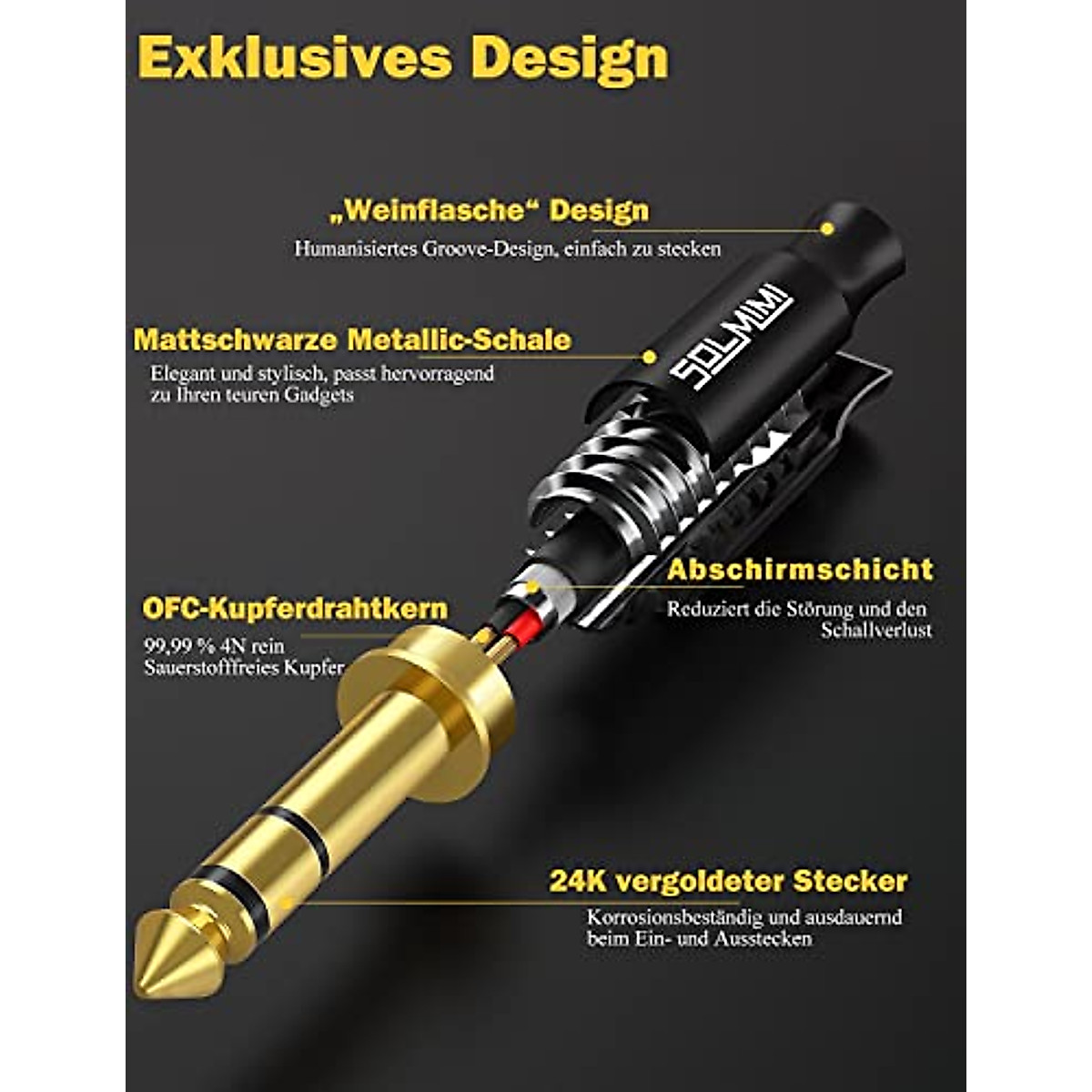 SOLMIMI Headphone Adapter 1/4 to 3.5 mm(11.5ft, 3.5 M), 1/4 to 1/8 Headphone Adapter for Keyboard Piano, Quarter Inch to Headphone Jack Adapter Compatible with Mixer Guitar Piano Amplifier Speaker