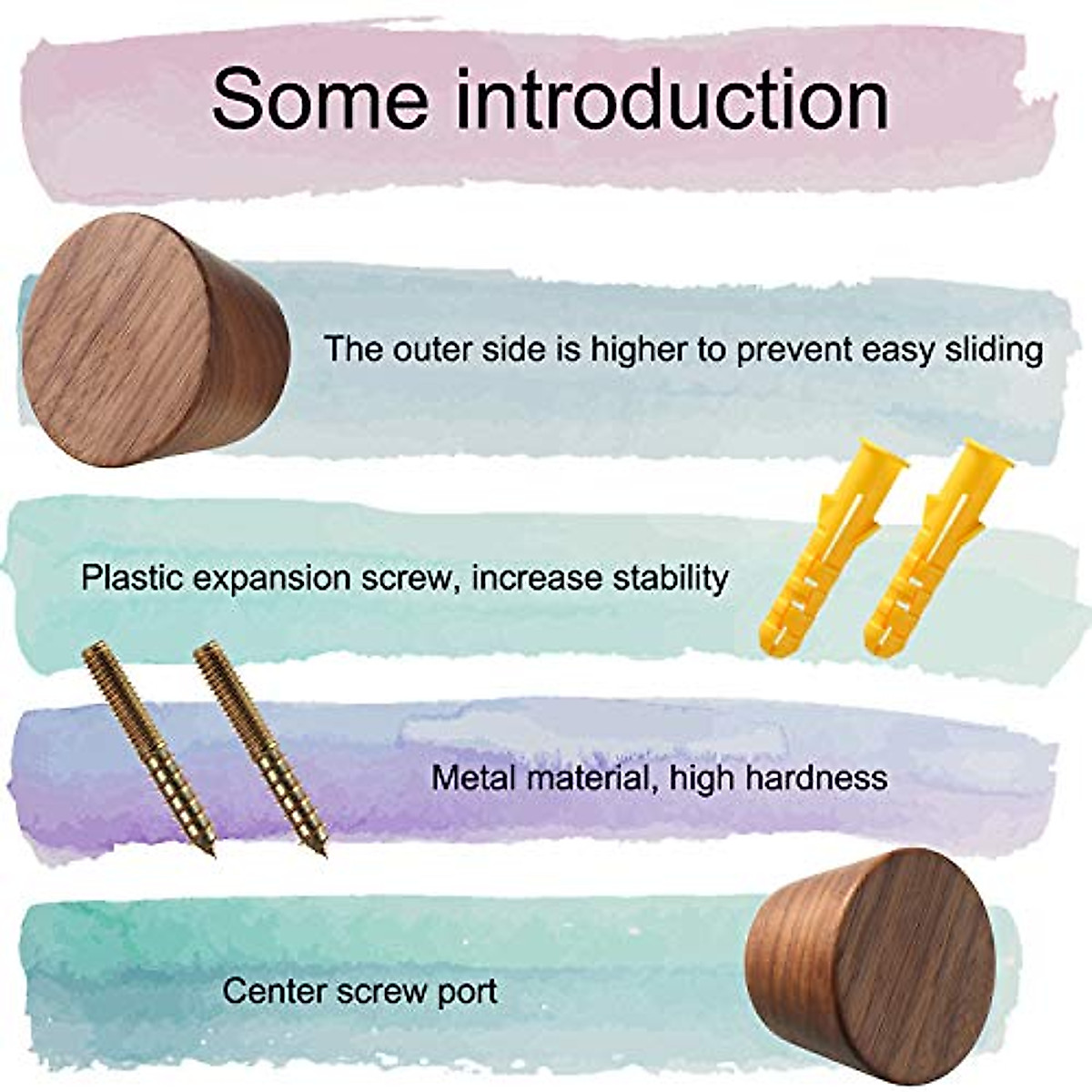 6 Pieces Wooden Coat Hooks Wall Mounted Single Cone Wood Hook Rustic Wall Coat Rack for Living Room Hanging Coats, Hats, Bags