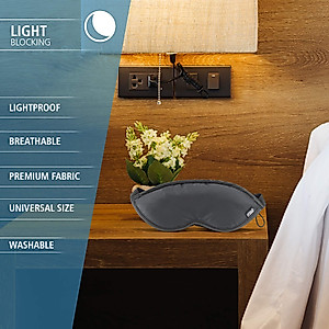 Lewis N. Clark Comfort Eye Mask + Sleep Aid to Block Light for Travel, Airplane, Hotel, Airport, Insomnia + Headache Relief with Adjustable Straps, Gray