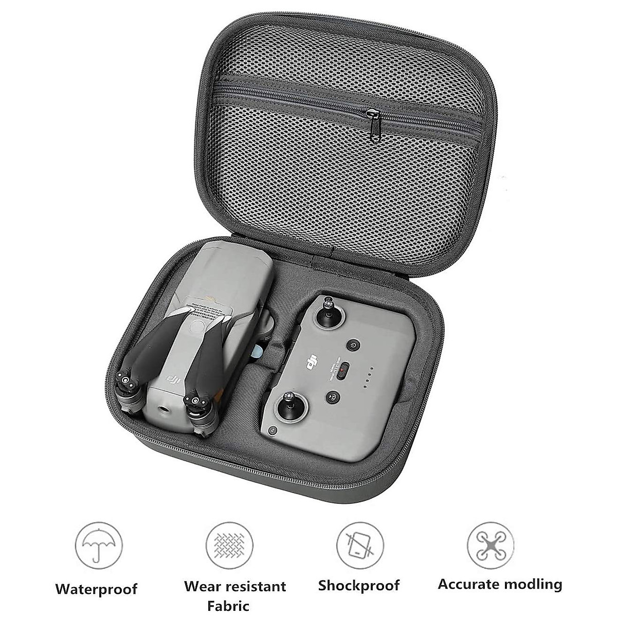 Anbee Portable Carrying Case EVA Hard Shell Storage Bag Box Compatible with DJI Mavic Air 2 RC Drone (Grey)
