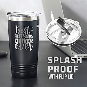 Onebttl School Bus Driver Appreciation Gifts for Women, Men - World's Best Bus Driver - 20oz/590ml Stainless Steel Insulated Tumbler - Thank you Gifts for School Bus Driver （Black）