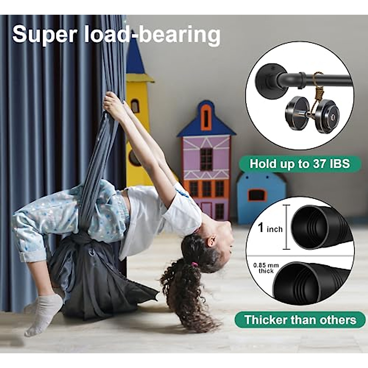 Higswor Blackout Curtain Rod : Industrial Curtain Rods 2 Pack Wrap Around Curtain Rods for Windows 28 to 48 inch Rustic Outdoor Curtain Rod for Bedroom Patio Farmhouse Matte Black Curtain Rod