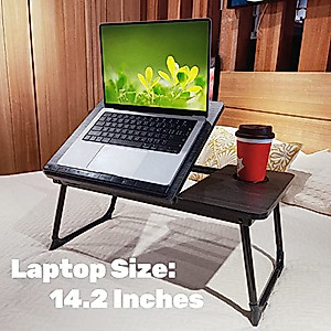 CloudTrip Laptop Desk for Bed or Couch, Lap Desk, Woking in Bed Desk, Home Office Desks, Breakfast Tray, Desk with Cup Holder, Watching Movies in Bed, Laptop Stand for Bed, Fordable Legs Desk (Black)