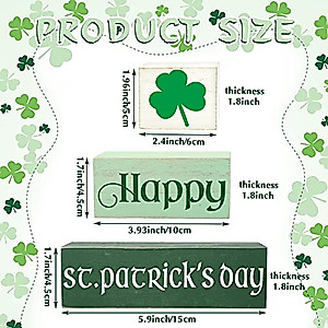 3 Pcs Farmhouse St. Patrick's Day Table Sign Irish St. Patrick's Day Table Wood Decorations Shamrock Clover St. Patricks Day Blocks Lucky Print St. Patrick's Day Tiered Tray Decor for Party Home Desk