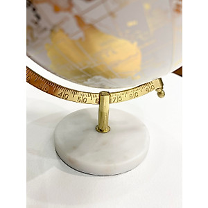 Abbott Collection 57-LATITUDE-02 Spinning Small Decorative Globe, Ivory/Gold, 11" H