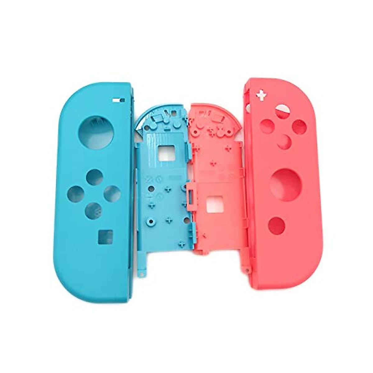 Faceplate Housing Shell Case Cover + Middle Battery Plate Bracket Replacement for Nintendo Switch Joy-con (Blue+Red)