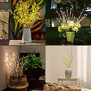 3 Pack Lighted Tree Branches, Crystal Beaded Gold Branch lights with Timer Battery Operated, 30inch Twig Tree with 60 Warm White LED Lights Tall Vase Filler for Home Garden Wedding Holiday Decoration