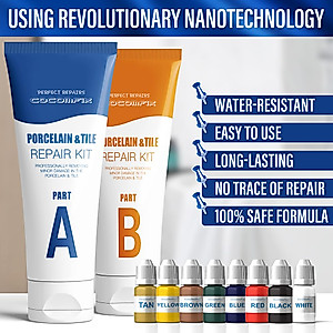 Tile Repair Kit, Ceramic Tile Repair Kit(Color Match), Porcelain Repair Kit with Super Strong Adhesion, Fix Porcelain Tile Chips, Cracks, Holes on Ceramic Tile, Porcelain, Acrylic, Fiberglass