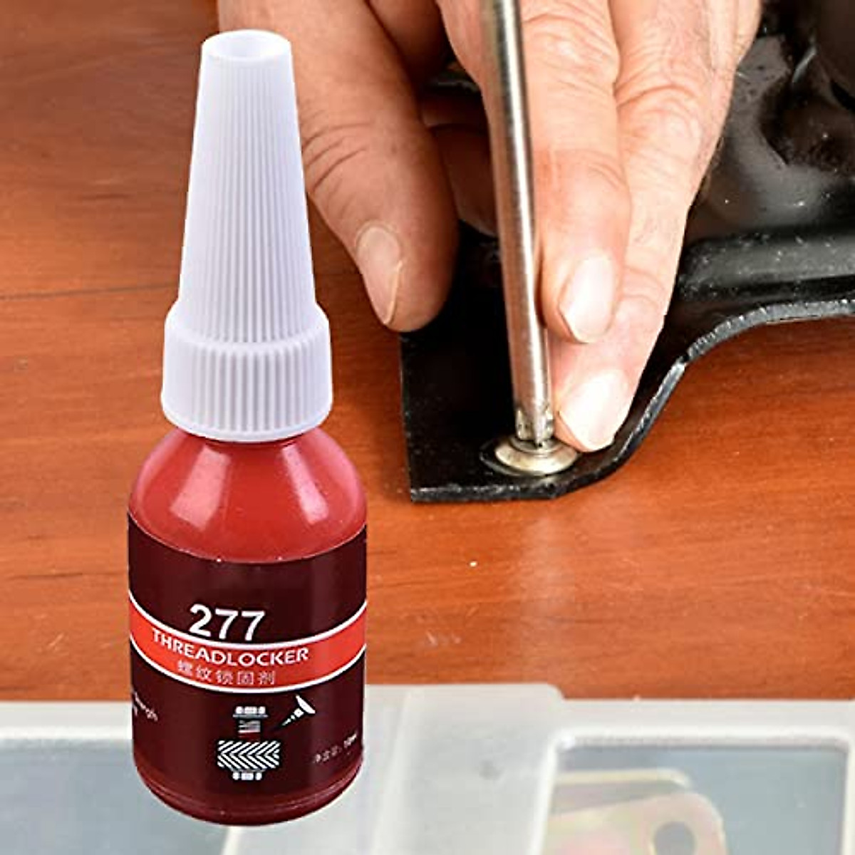 Red Lock Tight - 277 Lock Tight Threadlocker,High Viscosity Metal Thread Anti-Loose Seal Lock Agent, Anaerobic Curing Metal Glue, 10ml Yuans