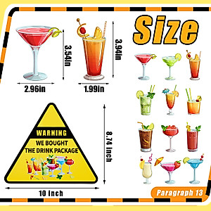 Hoteam 13 Pcs Tropical Drink Cruise Door Decorations Personalized Funny Magnetic Cruise Decorations Magnet Summer Drink Cruise Door Magnets for Carnival Birthday Essential Ship (Warning Cocktail)