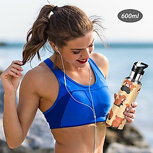 Dussdil Cute Red Panda Water Bottle Kid's Vacuum Insulated Tumblers Stainless Steel Cup BPA Free with Handle Straw Lid for Boys Girls Gifts 20 Oz