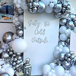 CUTEUP Metallic Silver Balloons Garland Arch Kit - 130 pcs 5/10/12/18 Inch Different Sizes Premium Party Latex Balloons Perfect for Birthday Party Baby Shower Wedding Anniversary Decorations, CP-17