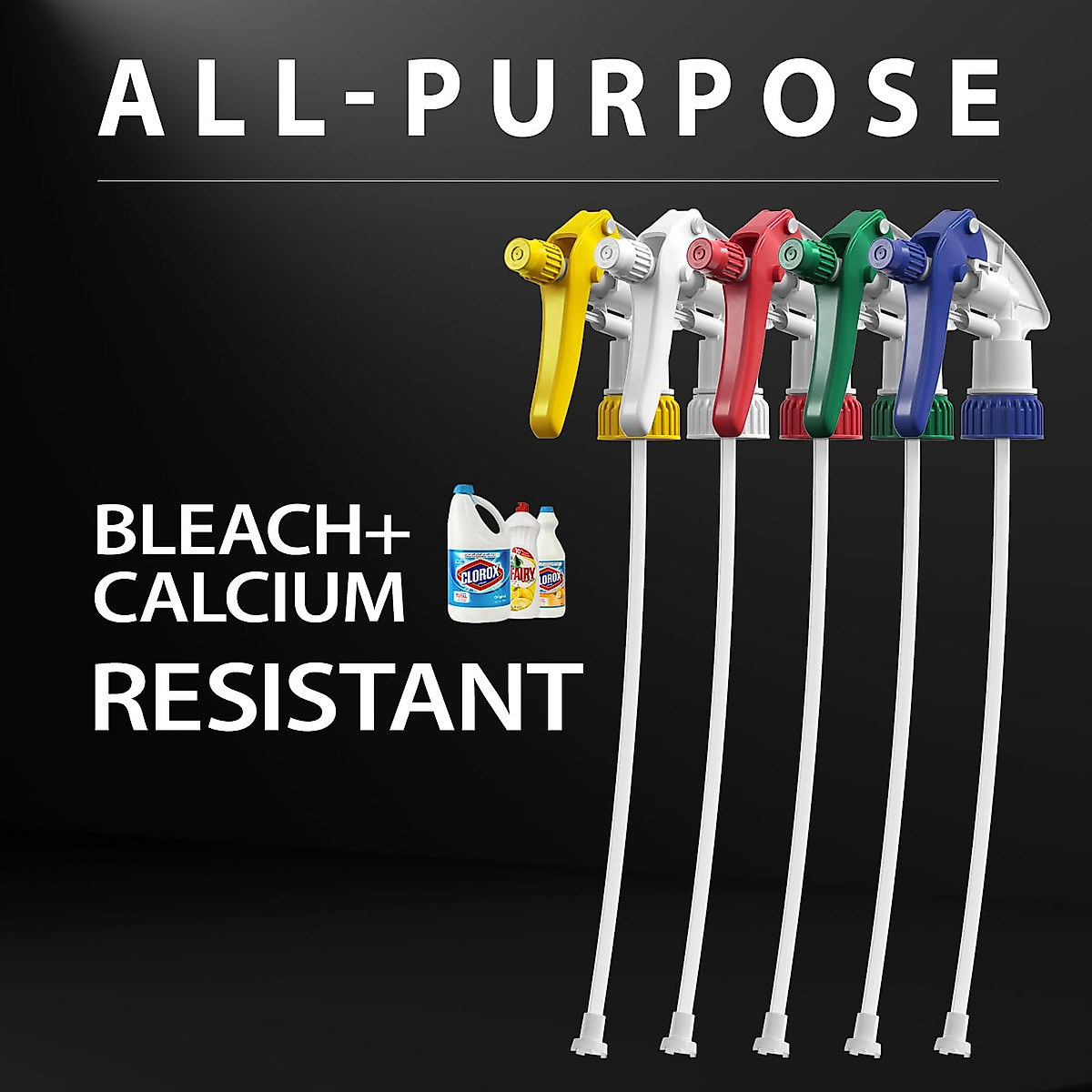 Bar5F Leakproof 5-Pack Heavy-Duty Chemical Resistant Nozzle Spray Heads Industrial and Household Window Cleaning Janitorial Supply Low-Fatique Trigger