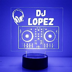 Mirror Magic Store DJ Board Personalized Night Light Lamps with Remote, Custom Gift Engraved with Your Name, Text, Logo, or Message, Customized LED Light Display, 16 Colors, 4 Light Modes, USB/Battery