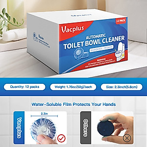 Vacplus Automatic Toilet Bowl Cleaner Tablets, Bathroom Toilet Tank Cleaner (12 PACK), VA-T165