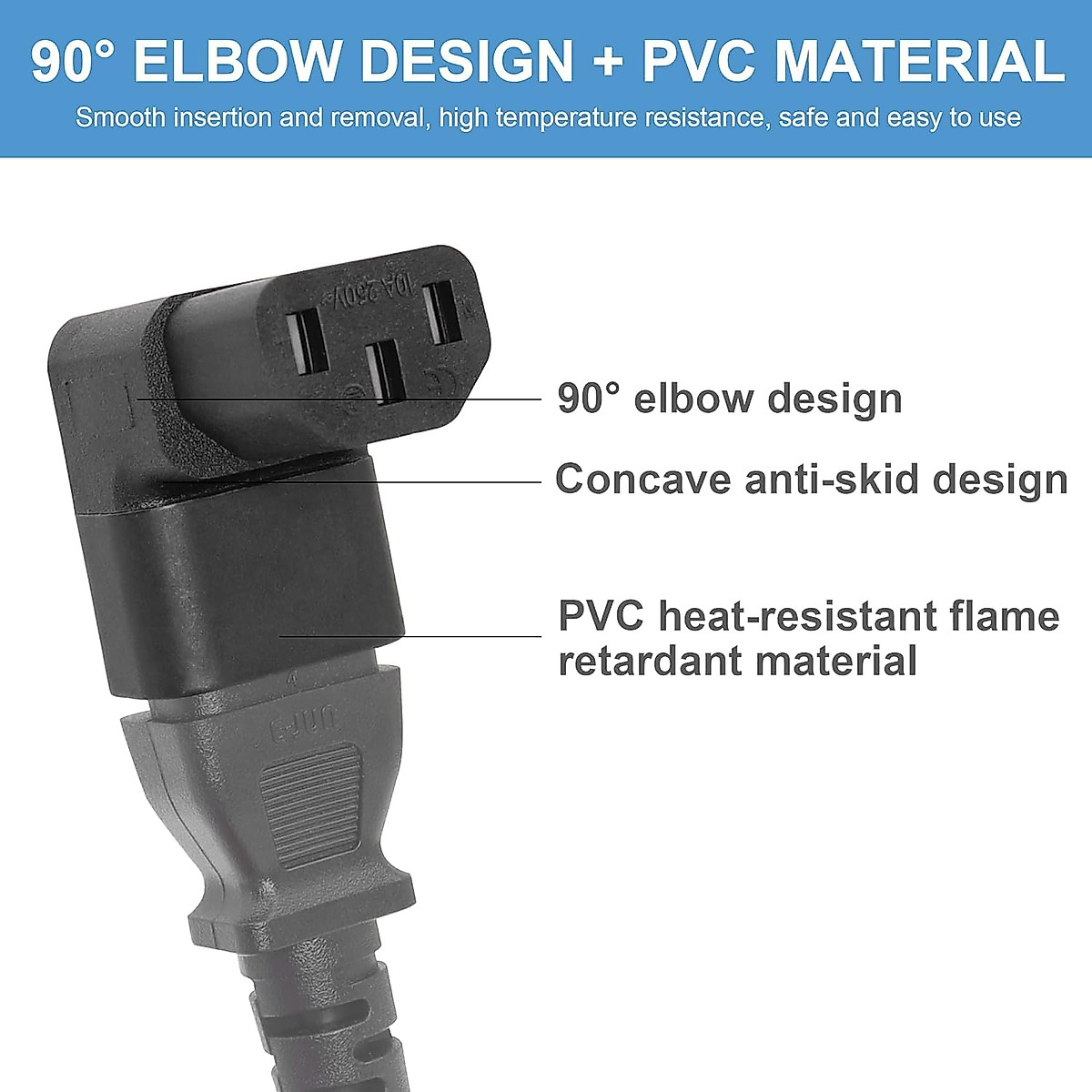 Vrllinking IEC C14 to C13 90 Degree Power Adapter for LCD Wall Mount TV/Computer Host/Monitor/Rice Cooker/Electric Kettle,10A PDU Plug, Up/Down Right Angled IEC Power Adapter (2 Pack/Black)