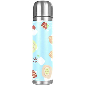 Stainless Steel Leather Vacuum Insulated Mug Flowers Thermos Water Bottle for Hot and Cold Drinks Kids Adults 16 Oz