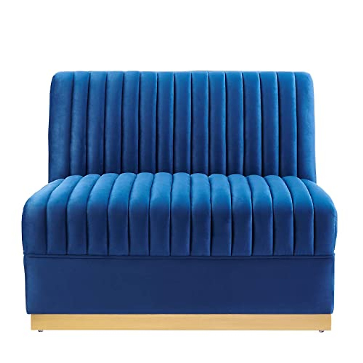 Modway Sanguine Channel Tufted Performance Velvet Modular Sectional Sofa Ottoman, Armless Chair, Navy
