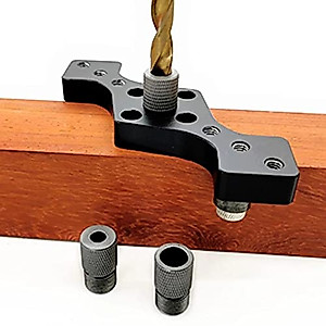 pocket screw jig Woodworking Drill Locator Vertical Pocket Hole Jig Doweling Self Drill Bit Guide Jig Locator Centering Guide Kit Pin Fixture (Color : BLACK)