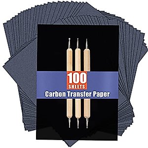 PSLER 100 Sheets Carbon Paper Sheets, Carbon Transfer Paper with 3PCS Embossing Stylus for DIY Woodworking, Paper, Canvas and Other Art Craft Surfaces(7.3 by 10 Inch)