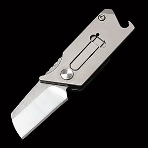 geeber Outdoor Survival EDC Keychain Minimalist Titanium Folding Mini Size Utility Pocket Knife