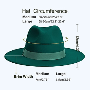Wide Brim Fedora Hats for Women & Men Classic Dress Panama Hat Adjustable Felt Hat with Band