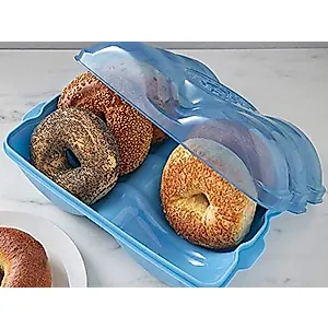 Bagel Fresh Container (1 Count, Holds 6) Fresh Bagel Keeper & Airtight Container for Bread Storage - Bagel Saver Container - Eco Friendly, Reusable Bagel Storage Container