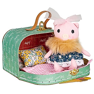 LEVLOVS Christmas Pig Mouse in a Matchbox Danish Design Toy Baby Registry Gift Pig in Ice Cream Truck Linen Toy Plush Toy