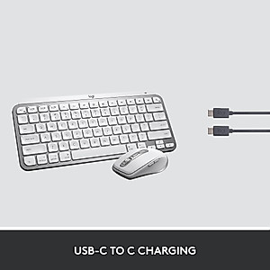 Logitech MX Keys Mini for Mac Keyboard + MX Anywhere 3 for Mac Wireless Mouse Combo - Backlit Keys, USB-C, Bluetooth, Ergonomic, Compact, Fast Scroll, Optimised for macOS, iPadOS – Pale Grey