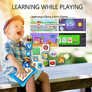 PRITOM Kids Tablet, 32 GB ROM, Quad Core Processor, HD IPS Display, WiFi 7 inch Android Tablet, Kid-Proof with Kids Tablet Case