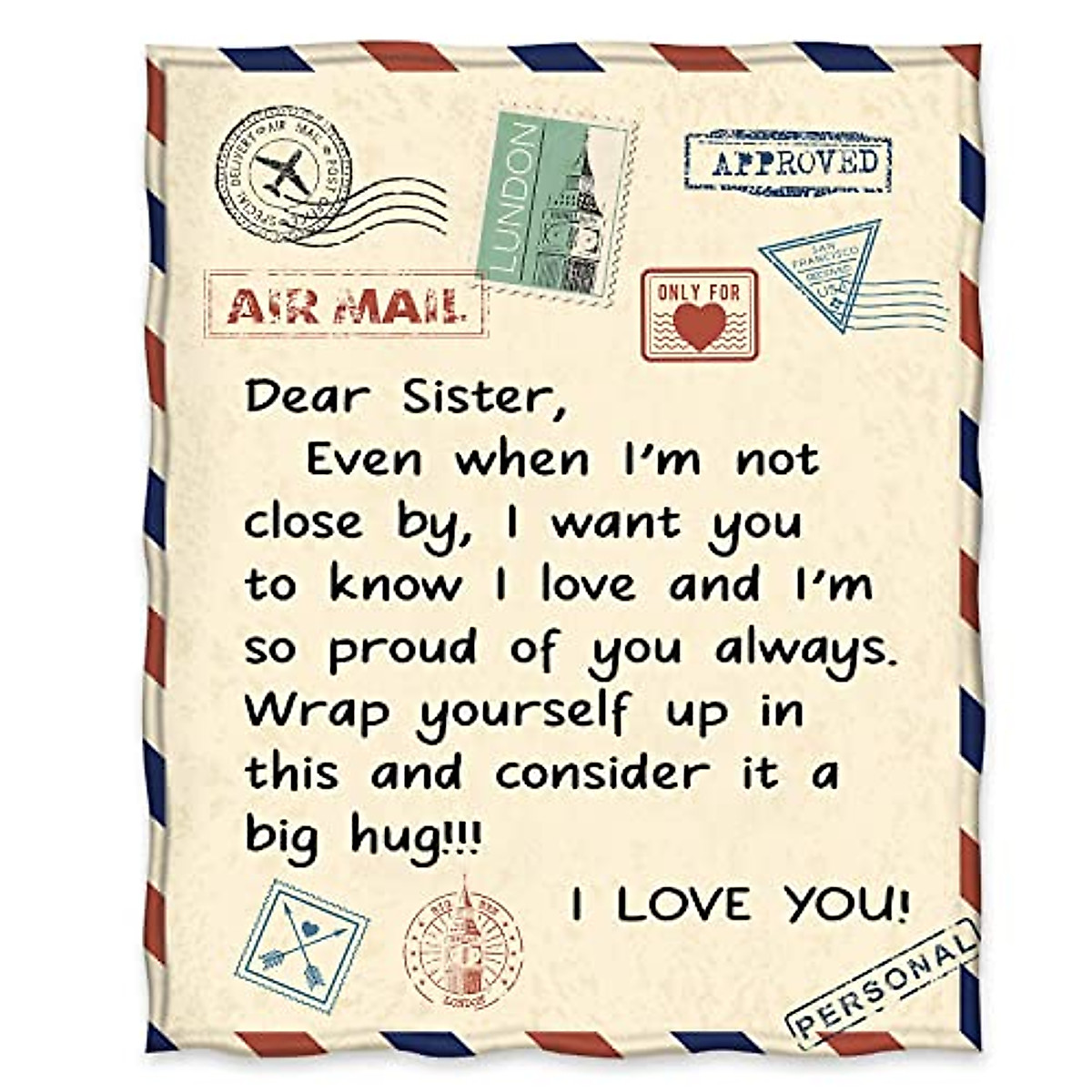 Jekeno Throw Blanket Gifts to My Sister Letter Throw Blankets Gift for Sisters, Throws Birthday Christmas Thanksgiving Present for Women, Bed Sofa Couch Decor 50"x60"