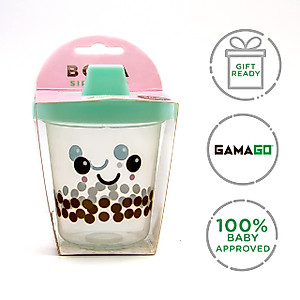 GAMAGO Boba Baby Sippy Cup - Adorably Cute Learner Sippy Cup For Babies, Toddlers & Kids - 6+ Months Old - Holds 7 Ounces - BPA-Free - Food-Safe - Spill Proof - Easy To Clean