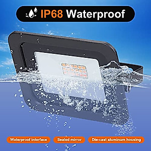 MIWAT 2Pack 20W LED Flood Light with 5FT Cord, Plug in Safety Lights for Flag, Garden, Indoor and Doorway (Black Shell, Warm White)