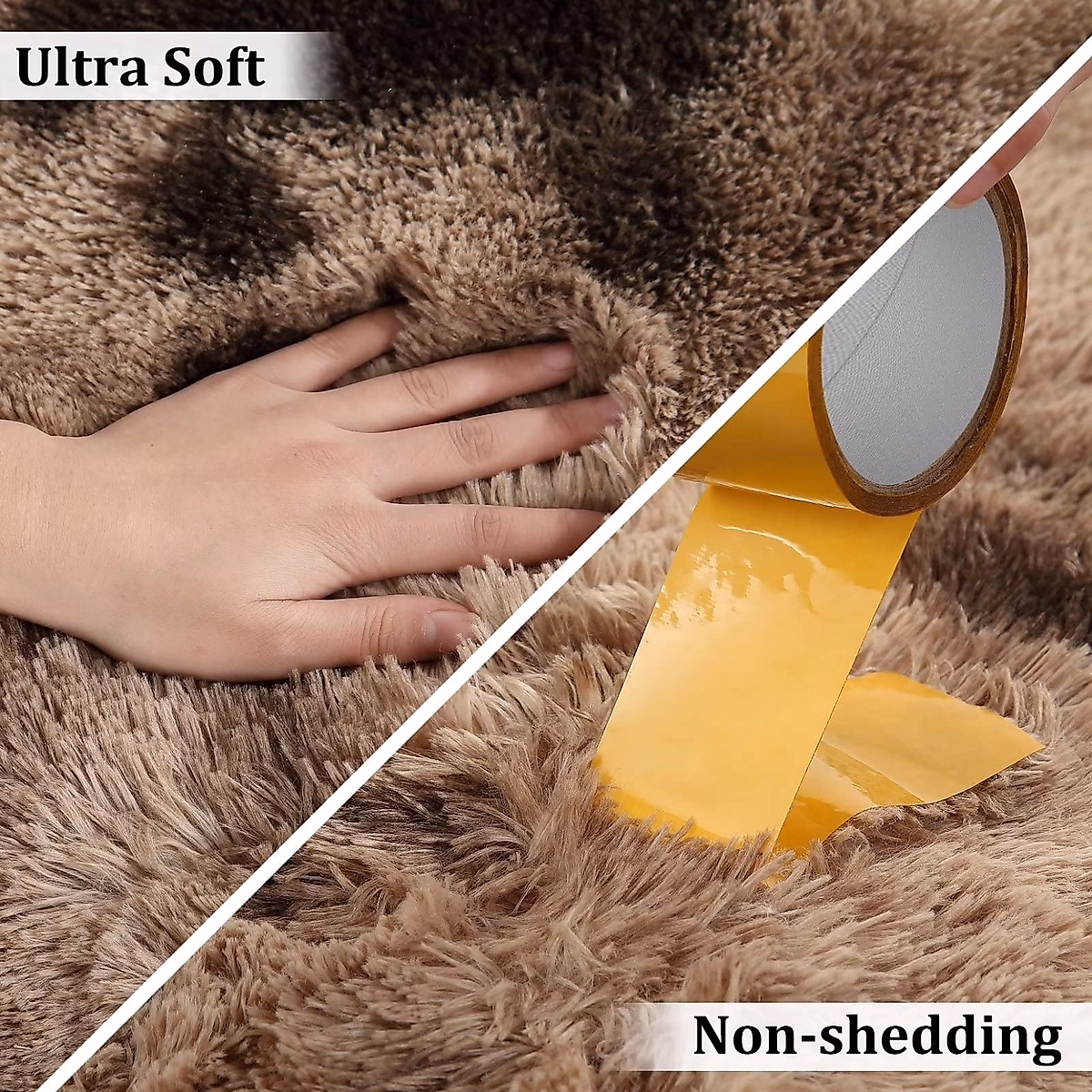 COZYLOOM Large Shag Rug 9x12 Modern Shag Area Rug Thick Plush Brown Rug Ultra Soft Fluffy Rug High Pile Non-Shedding Shaggy Rug Living Room Bedroom Kids Baby Room Playroom Dorm Indoor Throw Carpet