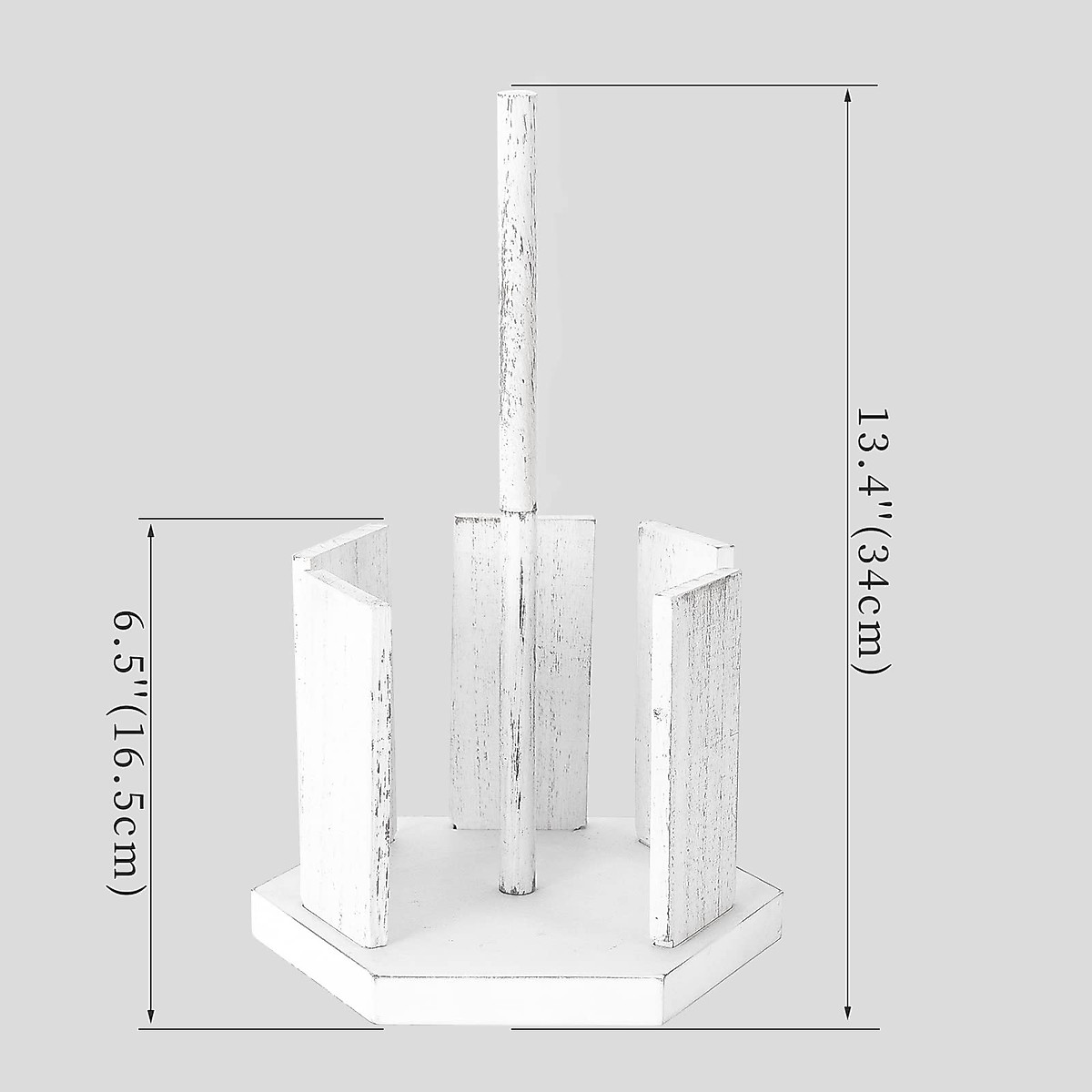 ScarFio Paper Towel Holder Stand with Heavy Duty Wood Base, White Farmhouse Standing Paper Towel Roll Dispenser for Kitchen Countertop fits Standard and Jumbo Size Paper Towels,Kitchen Paper Rack